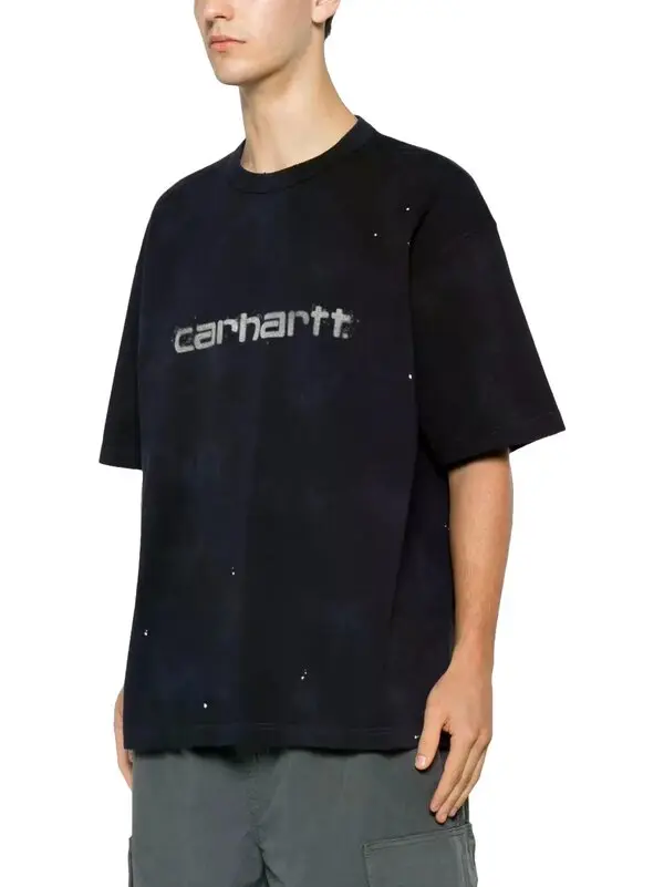 Carhartt Work In Progress Logo-print Paint-splatter T-shirt - Blue