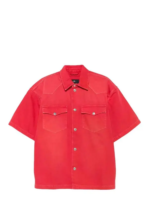7 For All Mankind Logo-patch Short-sleeve Overshirt - Red