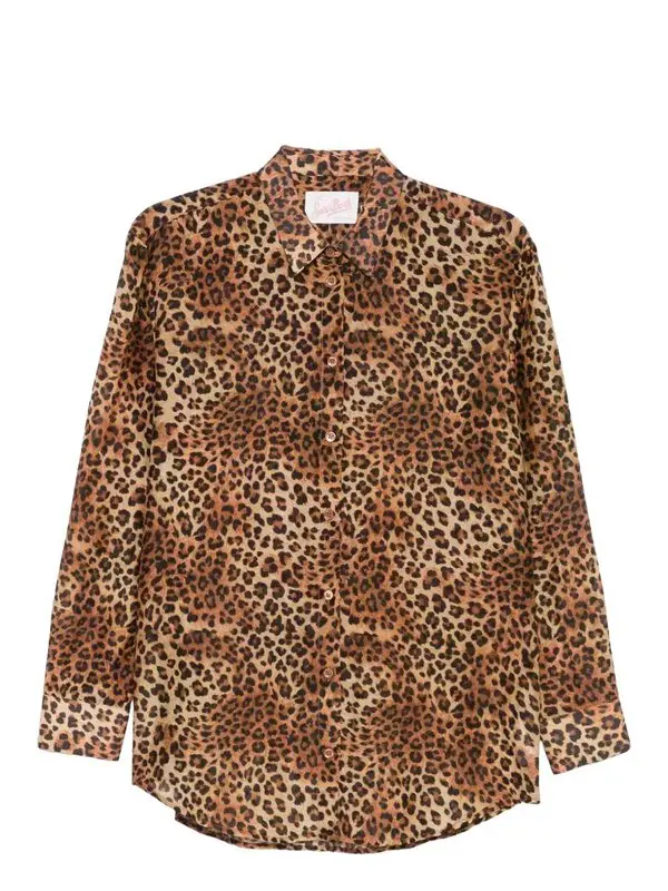 MC2 SAINT BARTH Brigitte Leopard Print Shirt - Brown