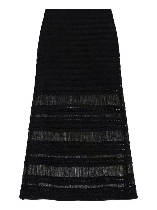 Rag & Bone Crochet-knit Fringed Skirt - Black