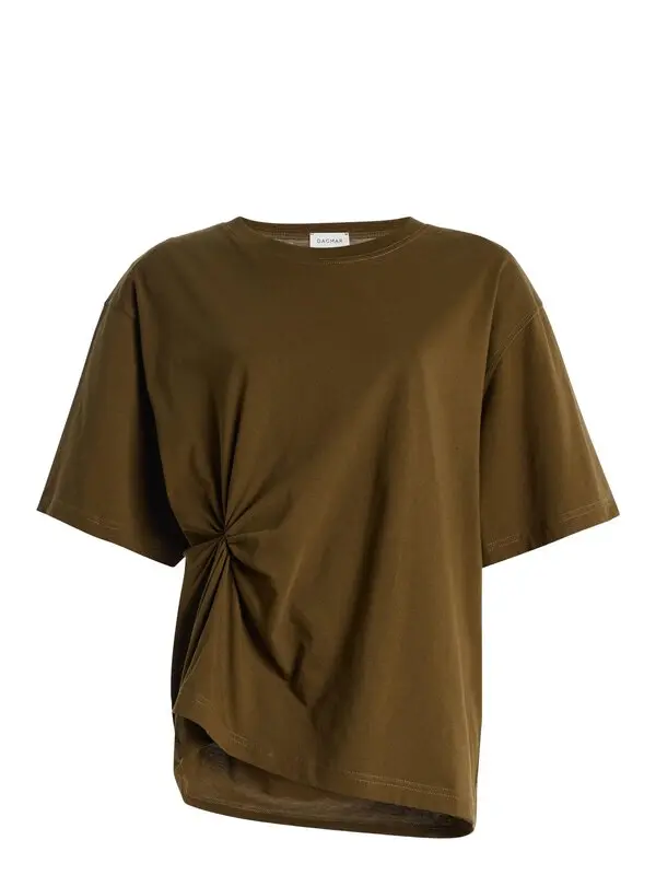 HOUSE OF DAGMAR Knotted Cotton T-shirt - Green