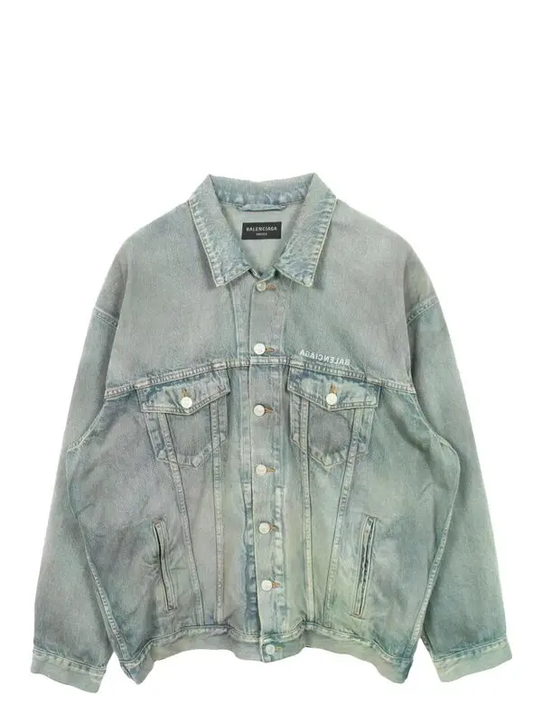 Balenciaga Denim Logo Jacket - Blue
