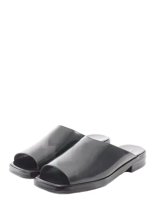 THE ROW Square-toe Leather Slip-on Sandals - Black