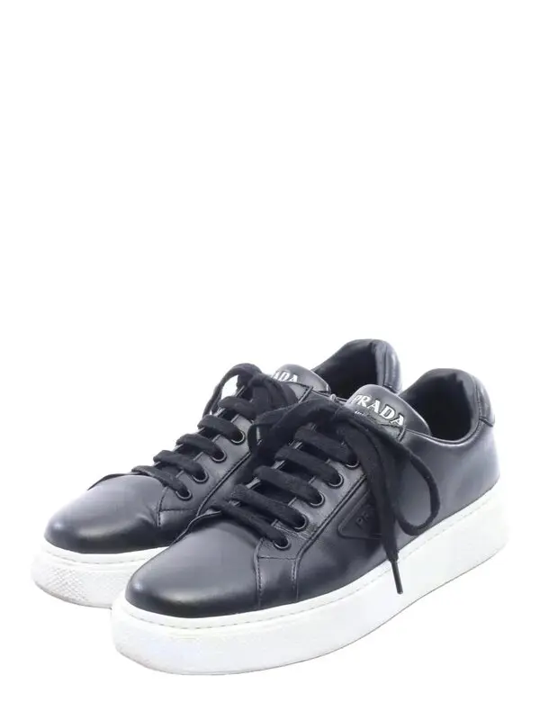Prada Leather Triangle Logo Low-top Sneakers - Black