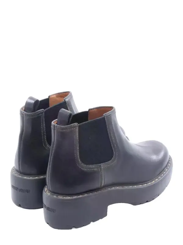 Miu Miu Leather Side Gore Ankle Boots - Black