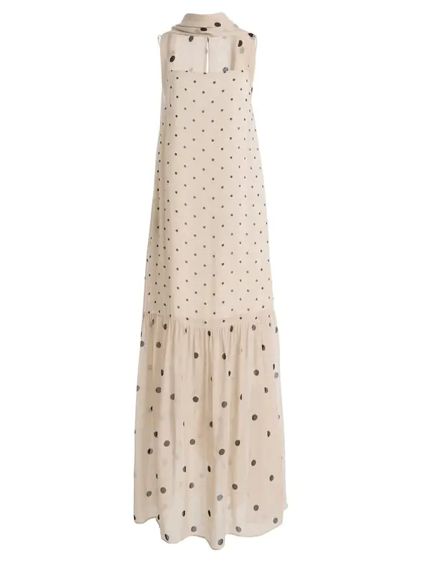 HOUSE OF DAGMAR Polka Dot Maxi Slip Dress - Ivory