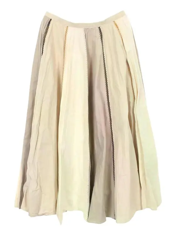 Dior Pleated Patchwork Midi Skirt - Neutrals