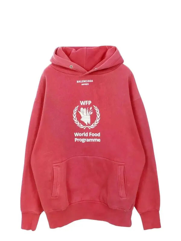 Balenciaga Logo Print Hoodie - Red