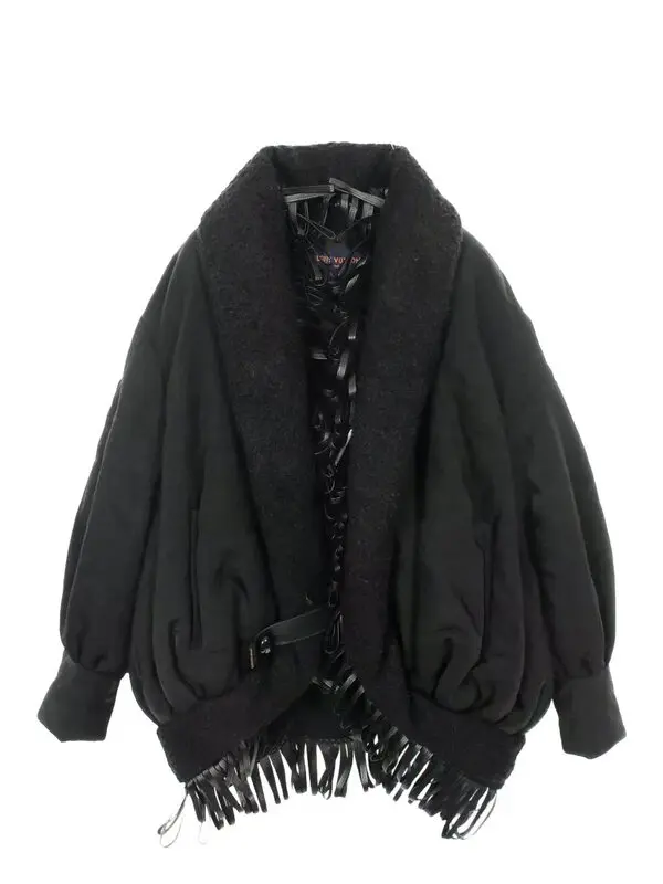 LOUIS VUITTON Silk Bouclé Fringe Cocoon Jacket - Black