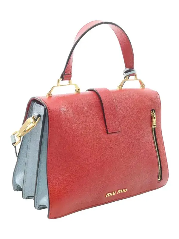 Miu Miu Madras Leather Handbag - Blue