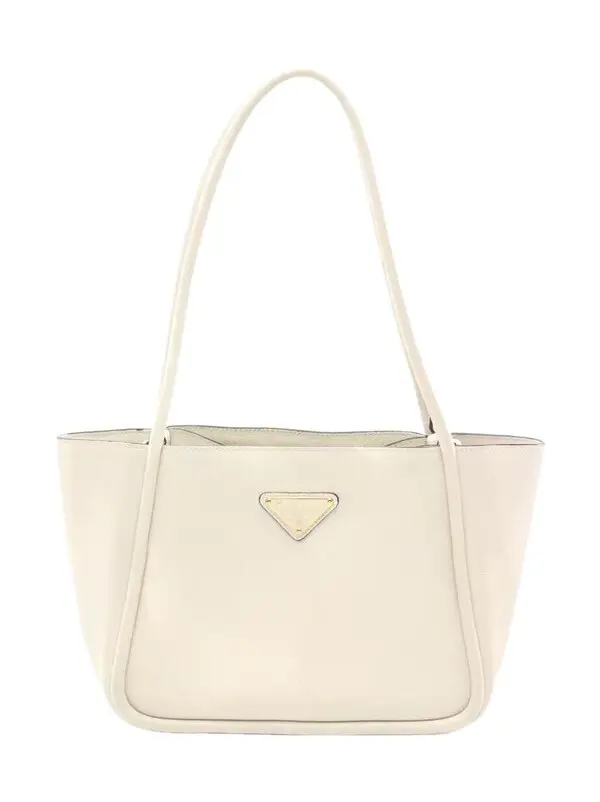 Prada Grained Leather Tote Bag - Neutrals