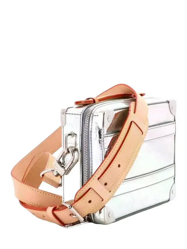 LOUIS VUITTON Handle Soft Trunk Bag Monogram Mirror Coated Canvas Satchel - Silver