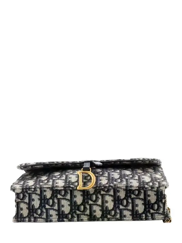 Dior Saddle Pouch Wallet On Chain - Blue