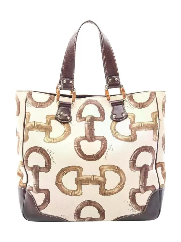 Gucci 2000s Bamboo Horsebit Tote Bag - Neutrals