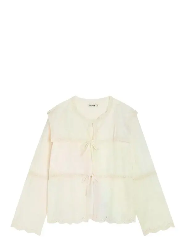 SOLAQUA Iris Floral-embroidered Blouse - Neutrals