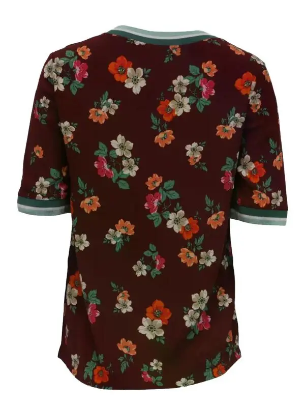 Maje Floral Print Ruched Top - Red