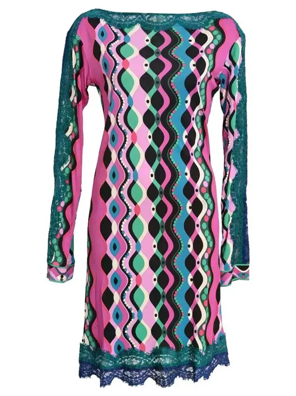 Emilio Pucci Printed Lace-detailed Dress - Pink