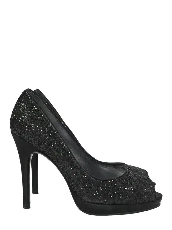 STUART WEITZMAN Glitter Peep-toe Pumps - Black