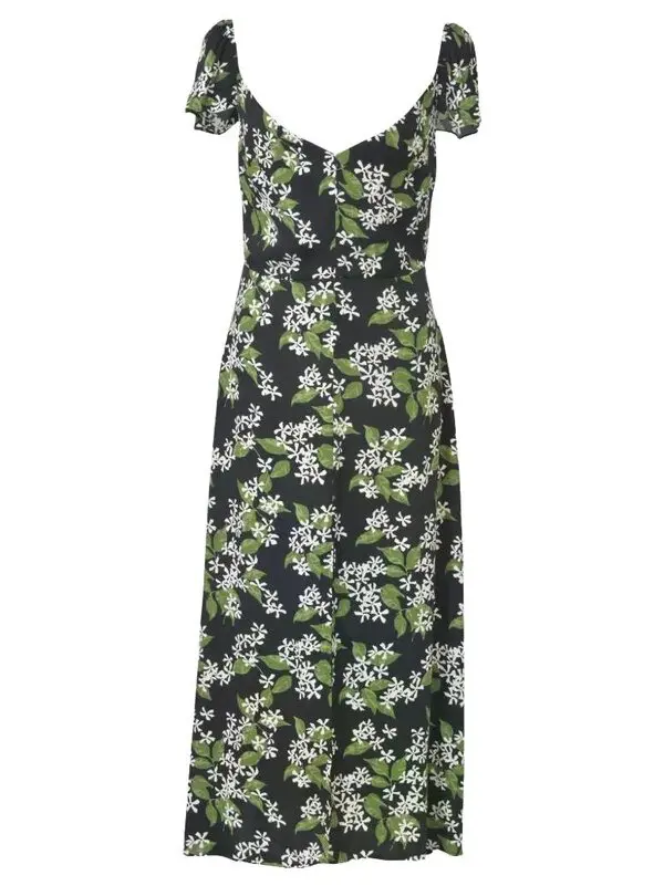 REFORMATION Baxley Floral-print Midi Dress - Black