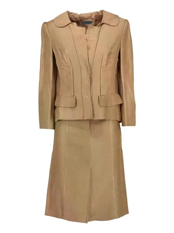 Alberta Ferretti Beige Contrast Stitch Suit - Neutrals