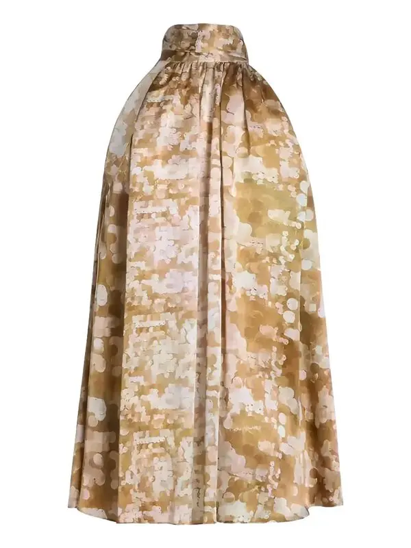 COLLINI MILANO Meg Halterneck Sequin-effect Print Blouse - Brown