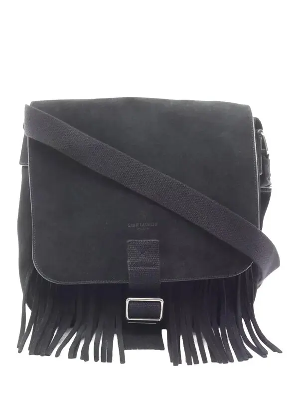 Saint Laurent 2000s Suede Fringe Shoulder Bag - Black
