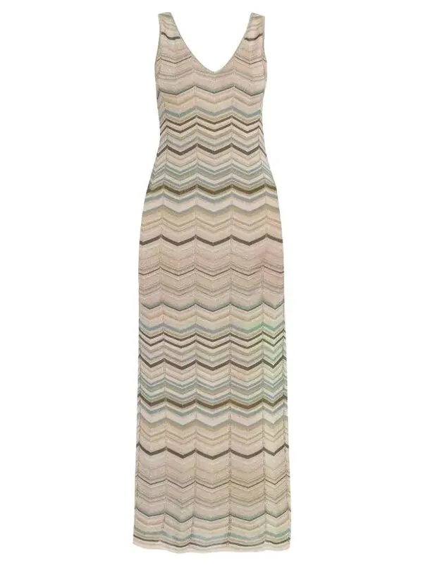 NENETTE Texas Chevron-knit Maxi Dress - Neutrals