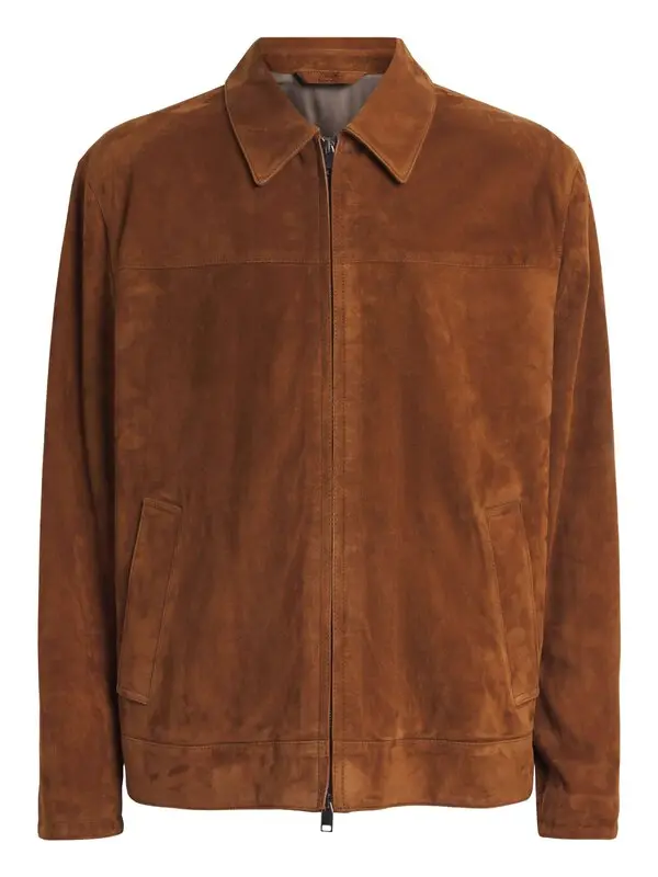 Brioni Lambskin Suede Bomber Jacket - Brown