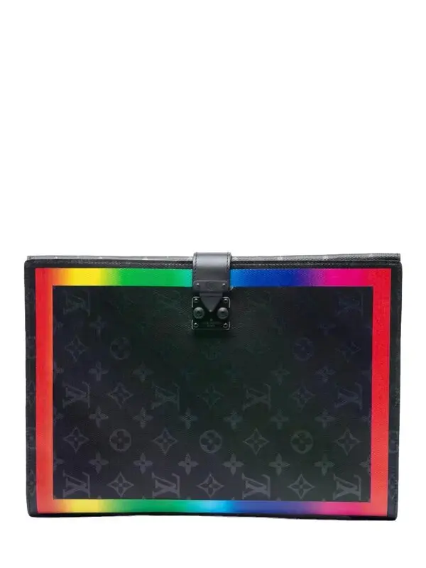 LOUIS VUITTON Monogram Eclipse Rainbow Franck Folder Clutch Bag - Black