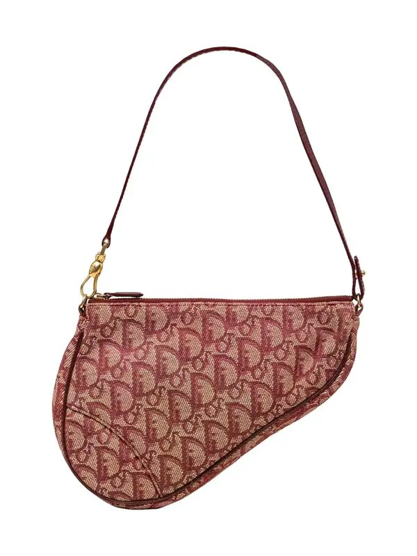 Dior Mini Diorissimo Jacquard Saddle Pochette Shoulder Bag - Red