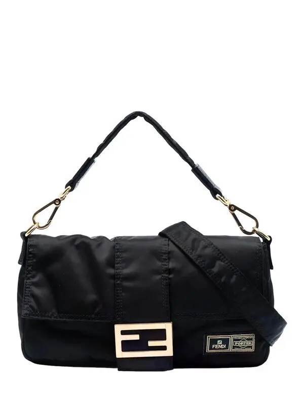Fendi Nylon Convertible Baguette Satchel - Black