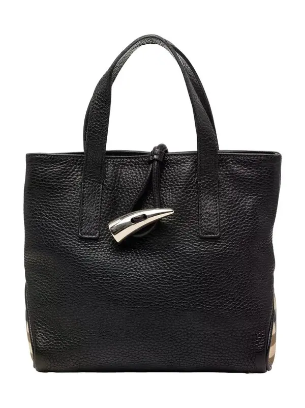 Burberry Grainy Calfskin Horn Toggle Tote Bag - Black