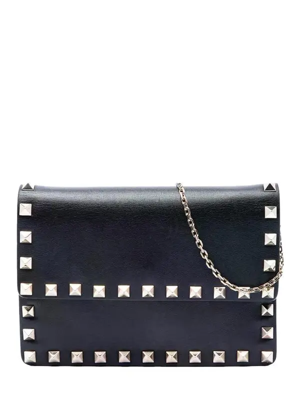 Valentino Garavani Rockstud Clutch On Chain Crossbody Bag - Black