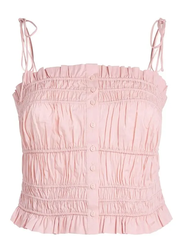SKIMS Cotton-blend Poplin Ruffle Cami Top - Pink
