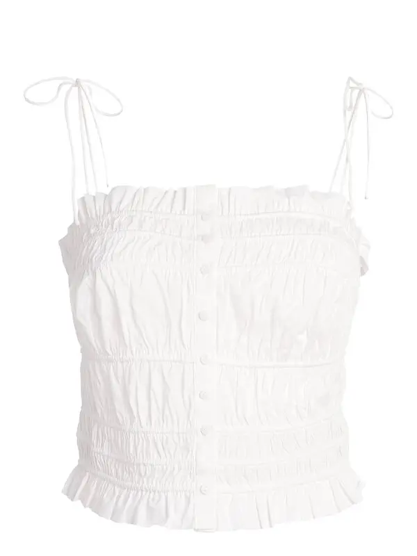 SKIMS Cotton-blend Poplin Ruffle Cami Top - White
