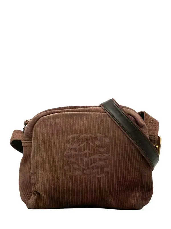 Loewe Corduroy Anagram Shoulder Bag - Brown