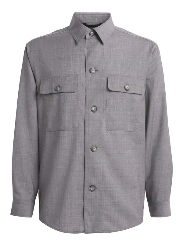 BOSS Linen-blend Overshirt - Grey