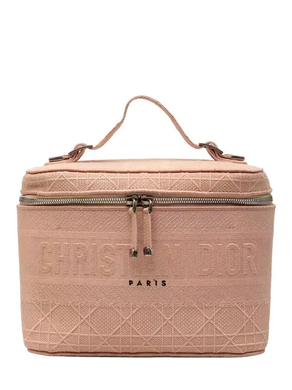 Dior Diortravel Canvas Cannage D Lite Case Vanity Bag - Pink
