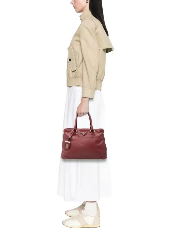 Prada Vitello Daino Open Convertible Tote Satchel - Red