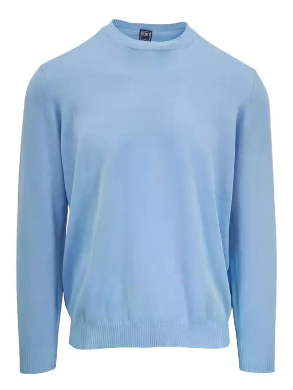 Fedeli Knitted Crew Neck Sweater - Blue