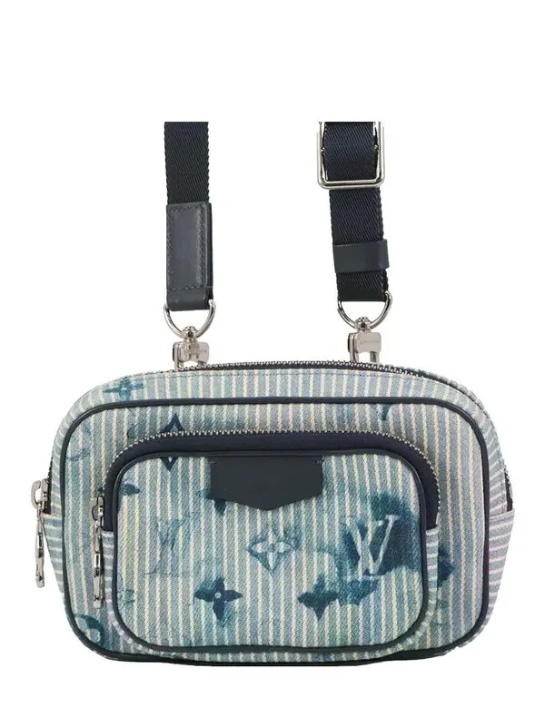 LOUIS VUITTON Monogram Denim Watercolor Hickory Stripes Pouch Crossbody Bag - Blue
