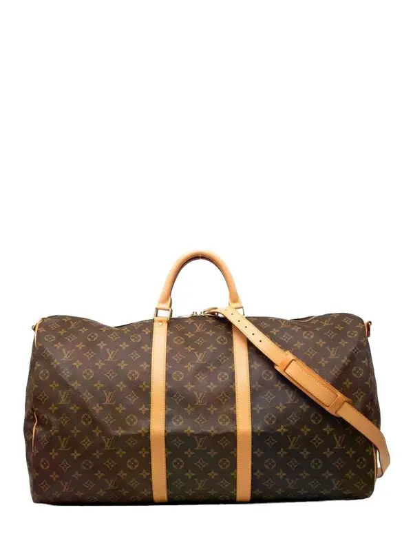 LOUIS VUITTON Monogram Keepall Bandouliere 60 Travel Bag - Brown