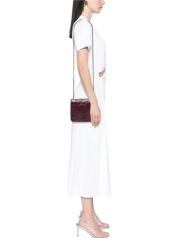 Saint Laurent Crinkled Calfskin Niki Wallet On Chain Crossbody Bag - Red