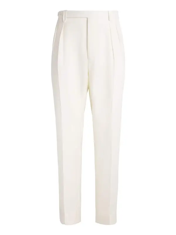 Brioni Wool Straight Tailored Trousers - White