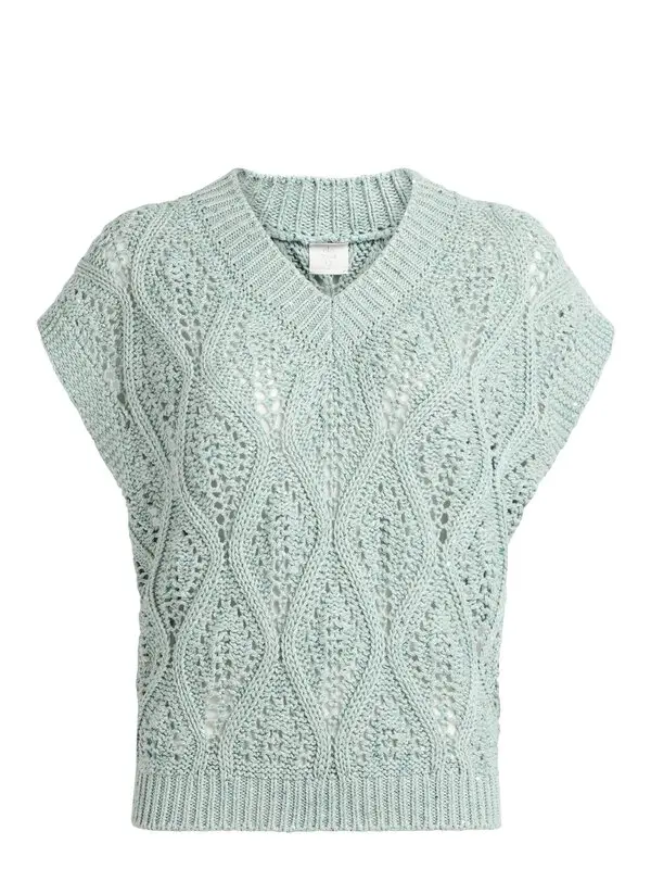 Eleventy Cotton-blend V-neck Sweater - Green