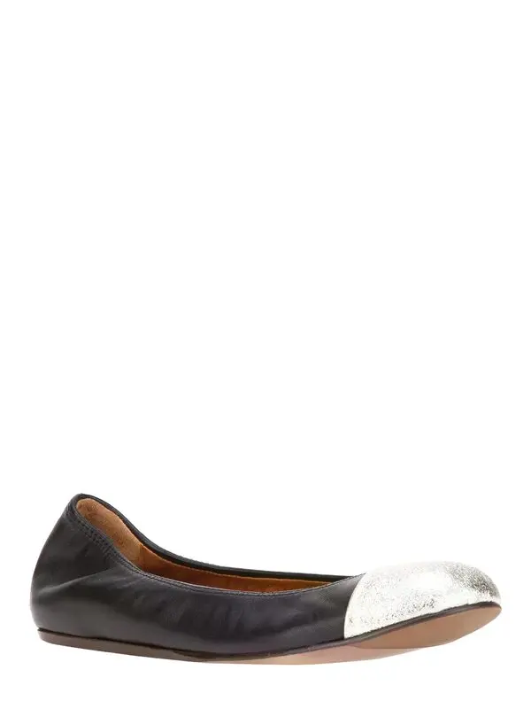 LANVIN Leather Cap Toe Ballerinas - Black