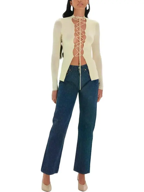 MANURI Jamie Lace-up Top - Yellow