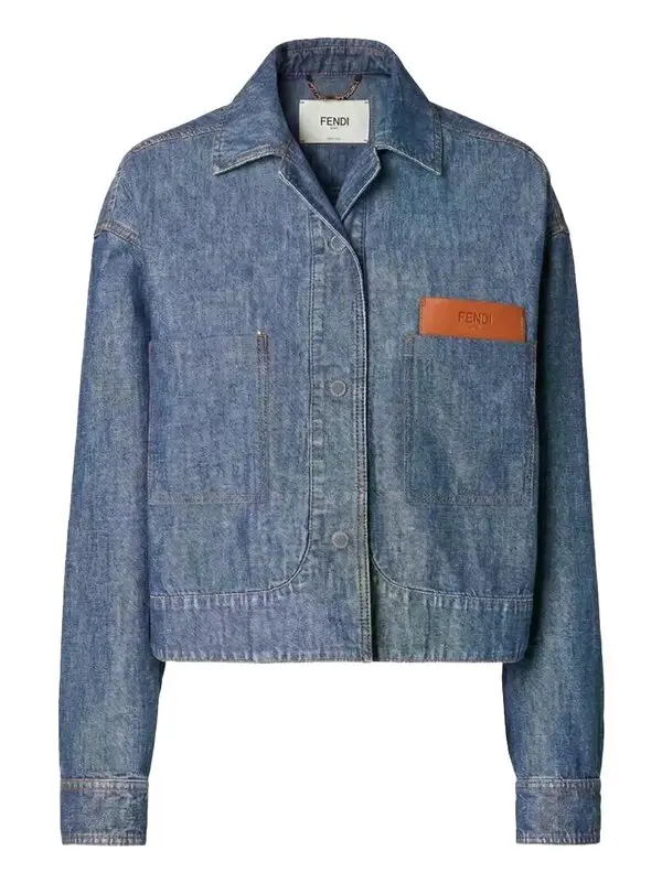 Fendi Cotton Logo Patch Pocket Jacket - Blue