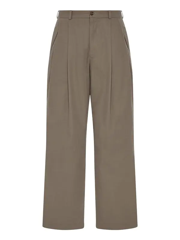 THE ROW Tibor Cotton-cashmere Straight Trousers - Brown