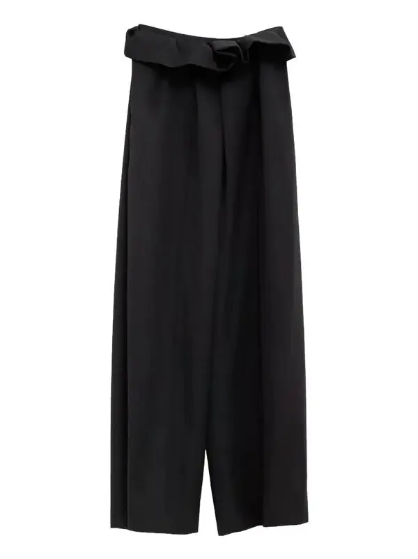Khaite Kira Ruffled Pleated Trousers - Black